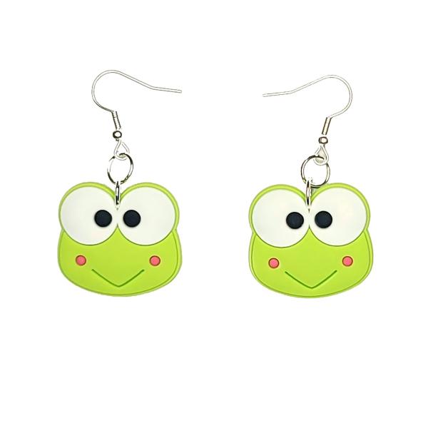 商品名:  Frog Froggy Toad Earrings Lead and Nickle Free Silver Plated Fishhooks Face Yazzle Dazzle Toad Tadpole Turtle Pond...