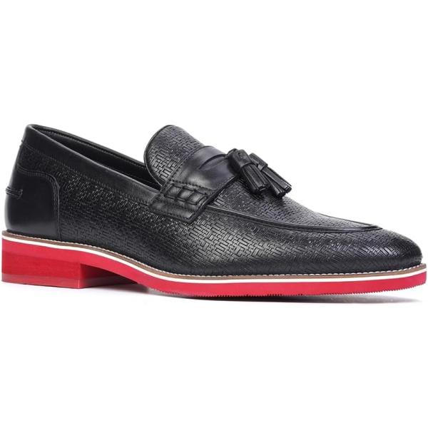 商品名Carlos Santana Slip-on Leather Garcia Tassel Loafers for Men | 100% Leather Fabric | Cushioned Footbed | with Embosse...