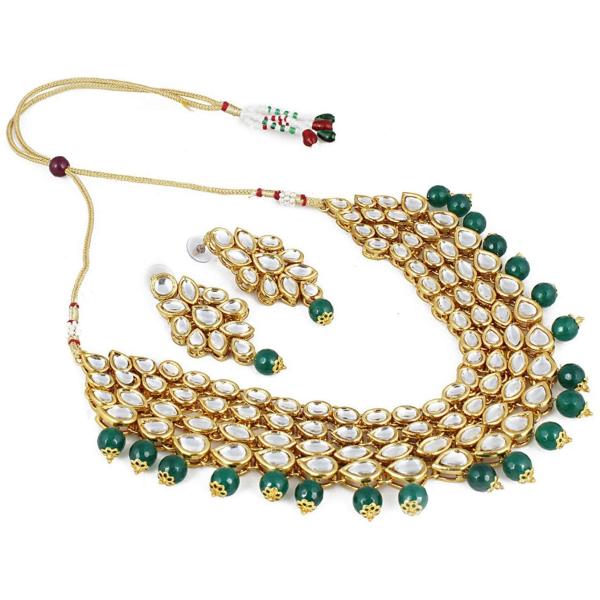 商品名:  firdous jewels Green Kundan Stylish Necklace Set for Women Wedding Traditional Jewellery Set with Earrings for Wom...