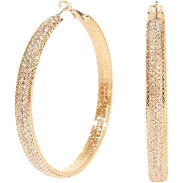 商品名14K Gold Plated Earrings Hoop Earrings for Women Not Oxidize Not Darken Gold Earrings for 40/70MM Trendy Jewelry for ...