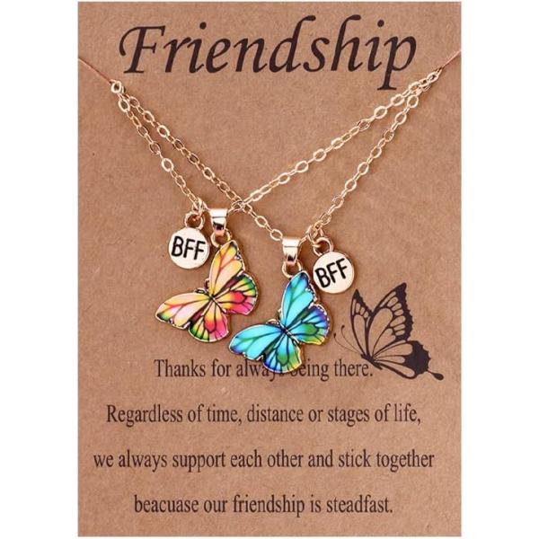 商品名HUASAI 友情ネックレス 2人の女の子用 カラフルな蝶のペンダントネックレス 女性用 親友ネックレス 姉妹へのギフト BFFネックレス 誕生日ギフトに, 金属, その他HUASAI Friendship Necklace for ...
