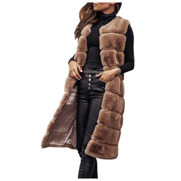 商品名:  LEMONONSTORE Womens Sleeveless Fleece Sherpa Vests Open Front Faux Fur Long Jackets Winter Warm Fuzzy Plush Trench...