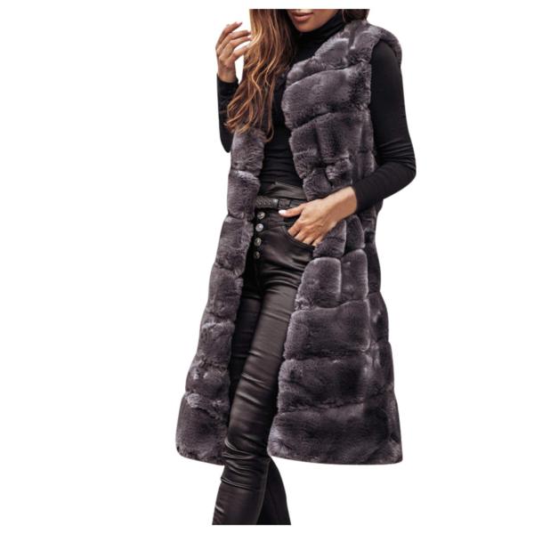 商品名:  LEMONONSTORE Womens Sleeveless Fleece Sherpa Vests Open Front Faux Fur Long Jackets Winter Warm Fuzzy Plush Trench...
