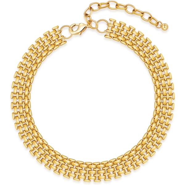 商品名INNERDIVA レディース ゴールドネックレス 女性用 14Kゴールドメッキネックレス シンプルなゴールドチョーカーネックレス トレンディゴールドネックレス ウェディングジュエリー 花嫁や女の子へのギフト, 金属, 合金。INNE...