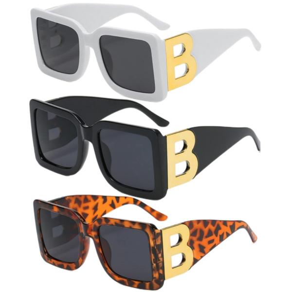 商品名: 3 Pieces Oversized Square Big B Designer Trend Sunglasses for Women Men UV400 NLEYANB 3 Pieces Oversized Square Big...
