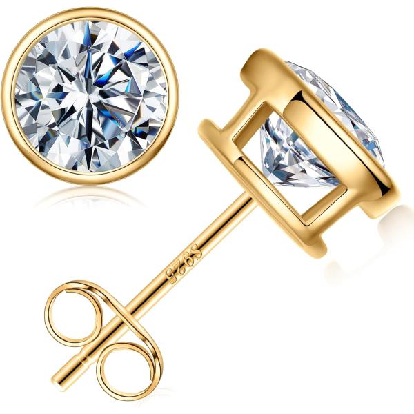 商品名ベゼルセッティング モアッサナイトピアス レディース 0.5~3カラット Dカラー VVS1 クラリティ人工ダイヤモンドイヤリング 14K ホワイトゴールド ヴェルメイユ S925スターリングシルバー フリクションバック モアッサナイ...