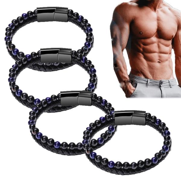 商品名: MnPalettey Humanic+ Trio MAXHematieビーズブレスレット、Humanic+ MAXHematieビーズブレスレット、メンズブラック溶岩ブレスレットヘマタイトブレスレット (D) MnPalettey...