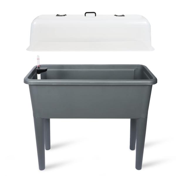 商品名: Dexceder 13.2ガロン セルフウォーター 上げ式ガーデンベッド 換気透明蓋付き 温室 野菜フラワーボックス プランターポット 取り外し可能な脚と水位インジケーター付き (ディープグレー) Dexceder 13.2 Ga...