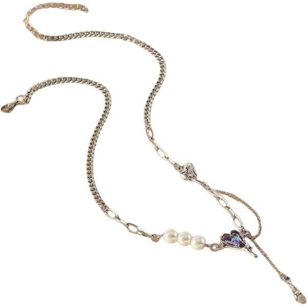 商品名Necklaces for Women Charm Necklace Tassel Chain Matching Style Electroplating Faux Pearl Neck Decoration Love Heart F...