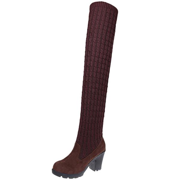商品名:  hlysgo Women's Over The Knee Stretch Thigh High Knitted Long Boots Comfortable Winter Casual Platform High Heel Bo...