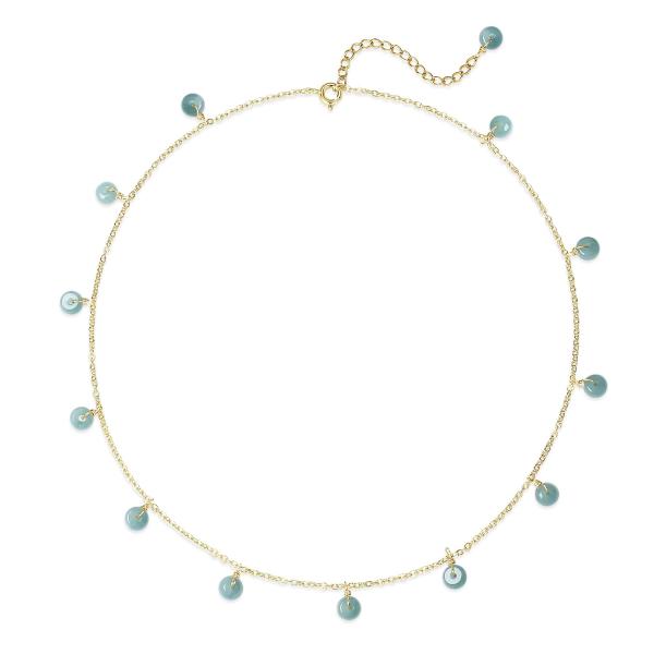 商品名DAUMIER Jade Emerald Small Donut Good Fortunate Blue Jewelry Handmade Choker Necklace Chain Gold Plated Natural Jade ...