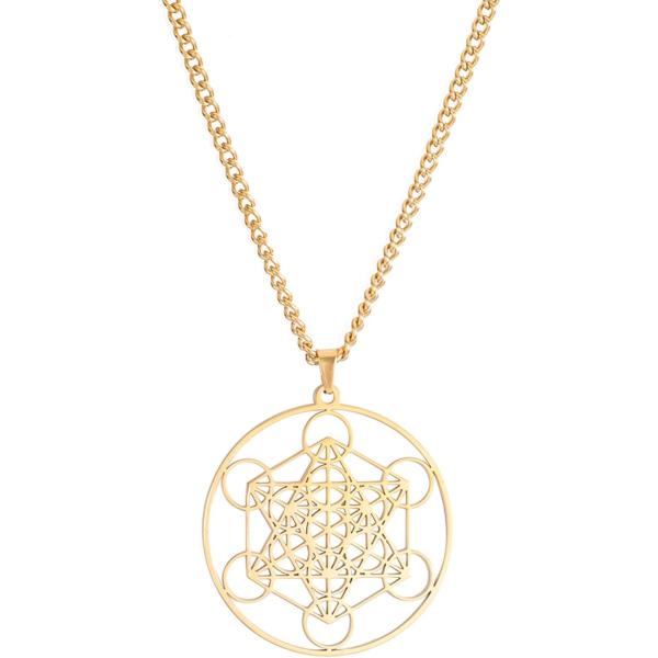 商品名SIPURIS メタトロンキューブネックレス メンズ レディース 神聖な大天使 キング ソロモンシール エンジェルチェーンネックレス メンズ ステンレススチール ジオメトリ 中空チャーム ペンダント アミュレットジュエリー, ステンレ...