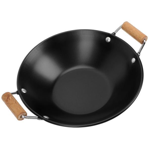 商品名:  Housoutil 1 Set of Stainless Steel Wok Pan, 11inch Dual- handled Non Stick Stir-fry Wok, Induction Pan with Helper...