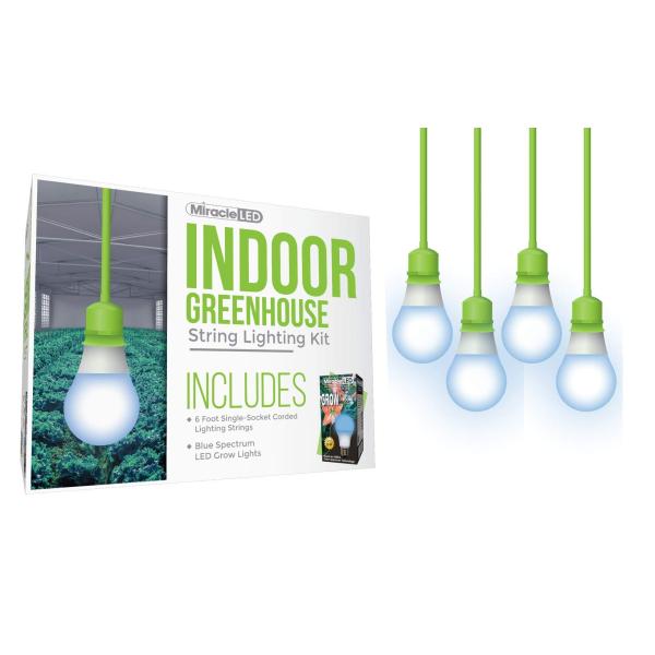 商品名:  Miracle LED Single-Socket 6ft Corded Indoor Greenhouse Kit with Blue Spectrum Grow Light Replacing 100W (4-Pack)ブラ...