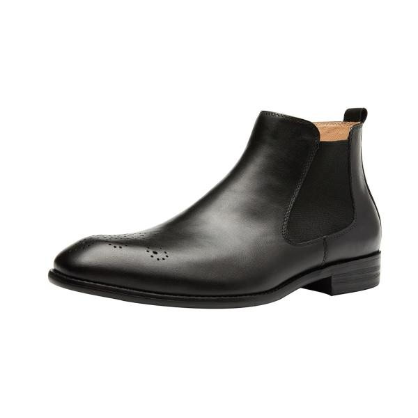 商品名: Santimon メンズ コンフォート チェルシーブーツ 本革 スリッポン クラシック チャッカアンクルブーツ ドレスシューズ, ブラック, 12.5 Santimon Men's Comfort Chelsea Boots Ge...