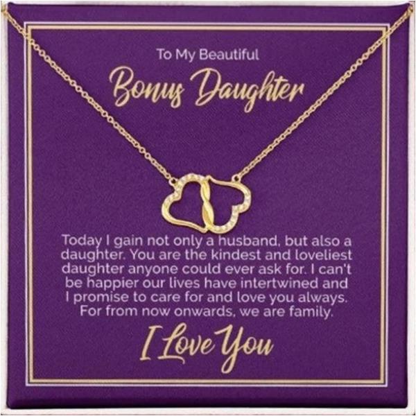 商品名To My Daughter From Dad Solid 10K Gold Real Diamond Necklace, Unbiological Daughter Gift From Stepmom, Bonus Daughter...