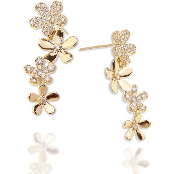 商品名Sonateomber 小さなクローラー ドロップ ダングルイヤリング レディース トレンディ キラキラ ヘリックス コンク トラガス ピアス 低刺激性 スタッド ファッション ジュエリー ギフト ステンレススチール キュービックジル...