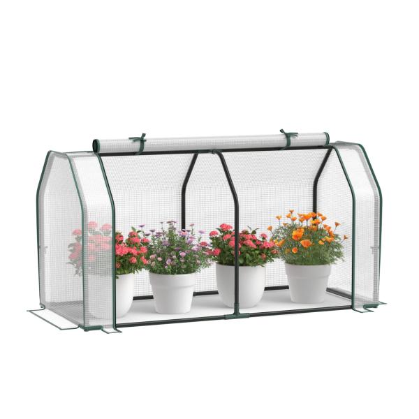 商品名: Renatone ポータブルミニ温室 植物温室テント ロールアップジッパードア付き 屋内 屋外 グリーンホットハウス 裏庭 デッキ パティオ 日焼け防止 霜対策 デュアル使用方法 Renatone Portable Mini Gr...