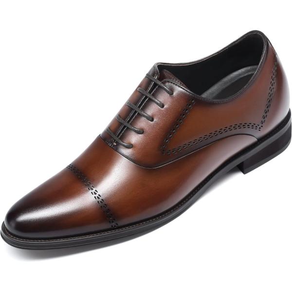 商品名CHAMARIPA Men's Height Increasing Shoes Elevator Dress Shoes Genuine Leather Formal Oxford Shoes That Make You 8CM / ...