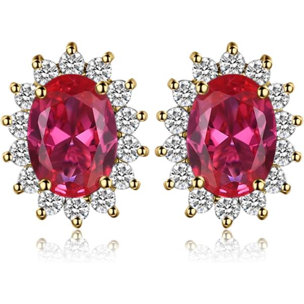 商品名JewelryPalace Princess Diana Kate Middleton クラス 宝石 誕生石 サファイア エメラルド ルビー スタッド イヤリング レディース 14K イエローゴールドメッキ 925 スターリング シル...
