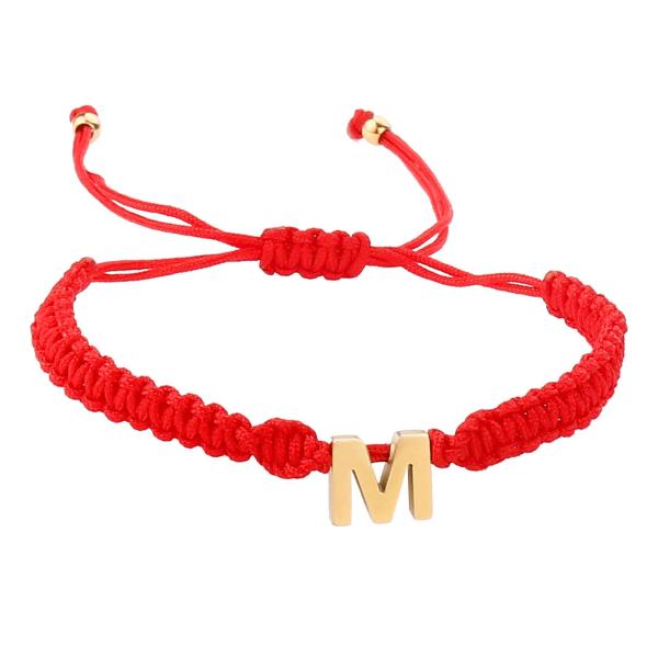 商品名:  2023 New Personalized 26 Initial Bracelet Stainless Steel Gold Plated Letter Red Woven Bracelet Dainty Charm Brace...