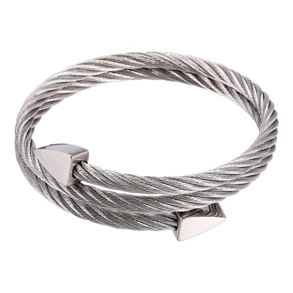 商品名:  Titanium Steel Bracelet Men's Trendy Triangle Multi Layer Jewelry Opening Couple Bracelet Ring Set for Women (B, O...