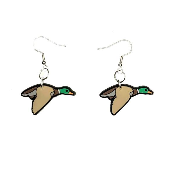 商品名:  Duck Mallard Earrings Lead and Nickle Free Silver Plated Fishhooks Yazzle Dazzle Original Artwork Drake Duckling R...