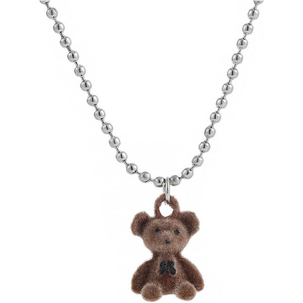 商品名Hokygoky Cute Teddy Bear Pendant Necklace for Girls Women Kawaii Cartoon Bear Long Sweater Collar Necklace Jewelry Ch...