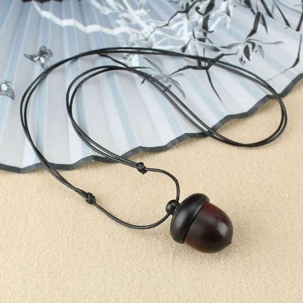 商品名Necklace, Ebony Necklace Jewelry, Simple Braided Rope Long Necklace, Pine Cone Acorn Rope Chain, Wood Pendant Women N...