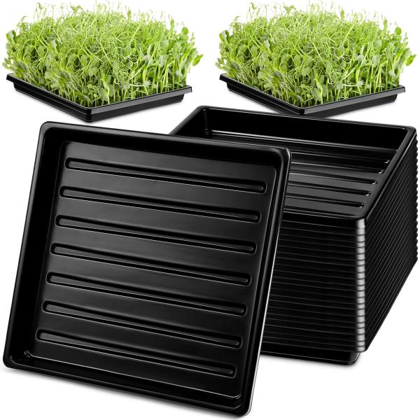 商品名:  20 Pcs 10.6'' x 10.6'' Microgreens Growing Trays Plastic Seed Starter Tray, No Drain Holes Seed Starting Trays Thi...