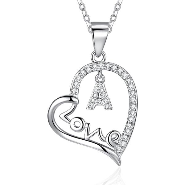 商品名ITS4YEO 925スターリングシルバー インフィニティハートペンダント イニシャルネックレス シルバーネックレス ジルコンペンダントネックレス 女性用 ジュエリーギフト 女性 妻 女の子 彼女のバレンタインギフト, Love, シ...