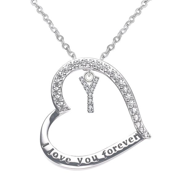 商品名: ITS4YEO 925スターリングシルバー インフィニティハートペンダント イニシャルネックレス シルバーネックレス ジルコンペンダントネックレス 女性用 ジュエリーギフト 女性 妻 女の子 彼女のバレンタインギフト, Forev...