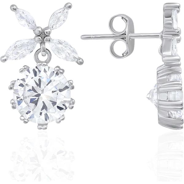 商品名女性用イヤリング 女の子へのバレンタインデーギフト ラウンドフープ ヘイロースタッドピアス プレミアムキュービックジルコニア ゴールド ローズゴールド シルバー, スターリングシルバー, キュービックジルコニア925 Sterling...