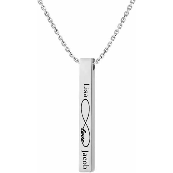 商品名YLYYJ Personalized Bar Necklace for Lovers,Custom Name Initial Infinity Love Engraved Bar Pendant Stainless Steel Sta...
