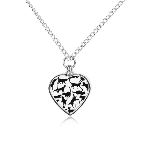 商品名:  Oyihfvs Set of Silhouettes of Cats, Icons of Cats in Different Poses Pet Urn Necklace Pendant Jewelry, Keepsake Me...