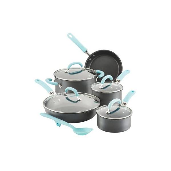 商品名:  Rachael Ray Create Delicious Hard Anodized Nonstick Cookware Induction Pots and Pans Set, 10 Piece - Gray with Lig...