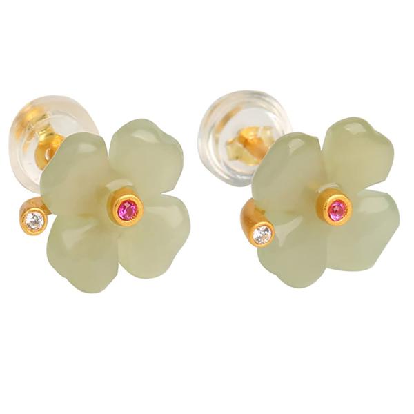 商品名: HL1971 14Kゴールド レディース 天然925スターリングシルバー 翡翠ピアス 敏感な耳用 スターリングシルバースタッドに最適 女性と男性用の翡翠ジュエリー 幸運 ハンドメイドイヤリング 誕生日プレゼント, スターリングシル...