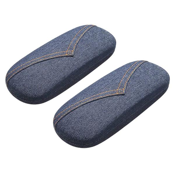 商品名: ccHuDE 2個 デニム生地 メガネケース ハードシェル眼鏡ボックス ポータブルサングラスケース 老眼鏡 収納ボックス ブルー, ブルー, 6.38 x 2.4 x 1.54in ccHuDE 2 Pcs Denim Fabri...