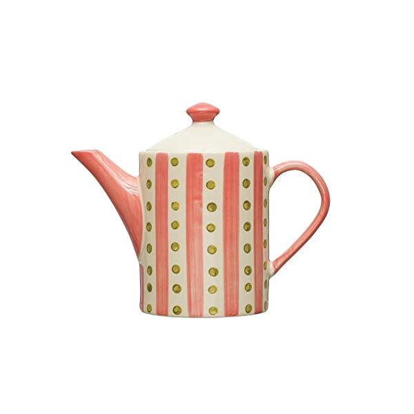 商品名: Creative Co-Op ストーンウェア ペイントデザイン ストレーナー マルチカラー ティーポット マルチ Creative Co-Op Stoneware Painted Design and Strainer, Mult...