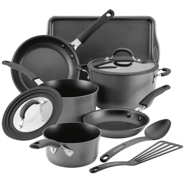 商品名:  Rachael Ray Cook + Create 10-Piece Hard Anodized Nonstick Cookware Set, Black (81184)ブランド: rachael商品サイズ: Variety P...