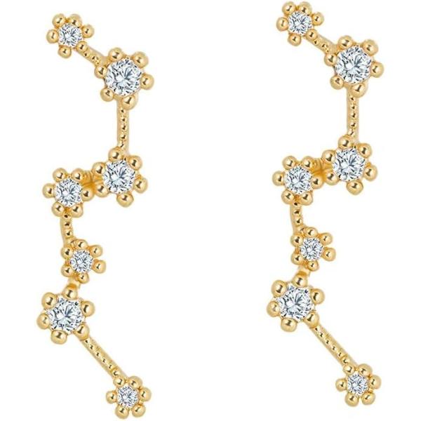 商品名Capwell + Co パヴェ 星座 イヤークローラー スタッドピアス ファッションギフト 女性と若い女の子向け, 亜鉛, 宝石なしCapwell + Co 14k Gold Dainty Constellation Ear Cra...