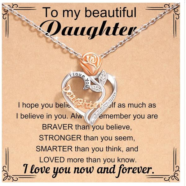 商品名Shonyin ローズハートネックレス, ステンレス鋼, アゲートShonyin Mothers Day Gifts for Daughter Gift from Mom, to My Beautiful Daughter Heart...