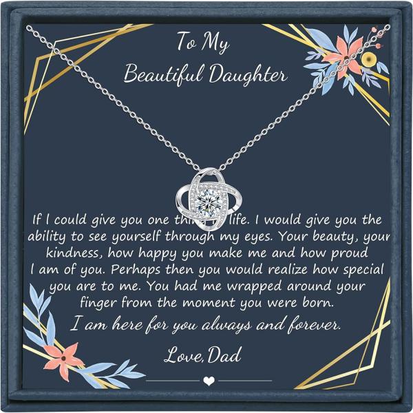 商品名ALEBEE 母の日のギフト ラブノットペンダントネックレス 母 祖母 叔母 義母 娘 母 彼氏 母 ジュエリー 卒業記念日 誕生日プレゼント 女性用, ステンレス鋼, キュービックジルコニアALEBEE To My Daughter...