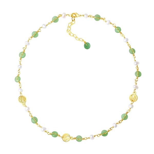 商品名DAUMIER Freshwater Pearl Green Aventurine Jade Choker Necklace 18inch Jewelry Birthday Gift for Mom Womenブランド：DAUMIER...