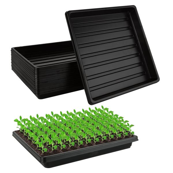 商品名:  12 Pack Plant Growing Trays Without Holes, 10.6”x 10.6”No Drain Holes Garden Microgreens Growing Seedlings Trays, ...