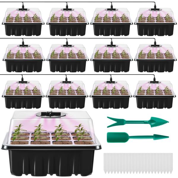 商品名:  20 Pack Seed Starter Kit 240 Cell Seed Starter Tray with Grow Light Sprouting Tray with Adjustable Humidity Dome a...