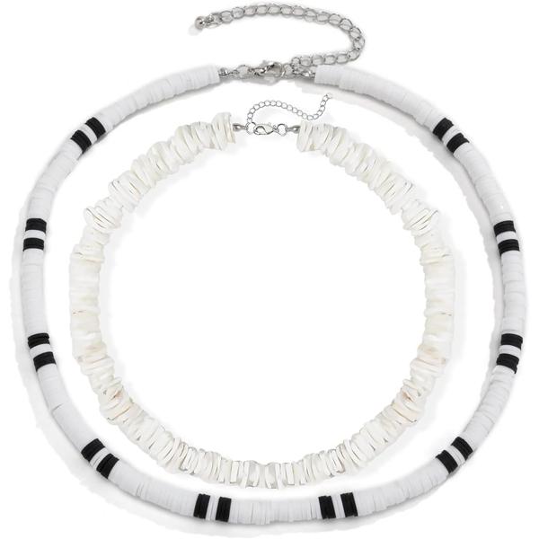 商品名choice of all White Puka Shell Necklace Bracelet Set Conch Clam Chips Hawaiian Surfer Seashell Necklaces Choker Jewel...
