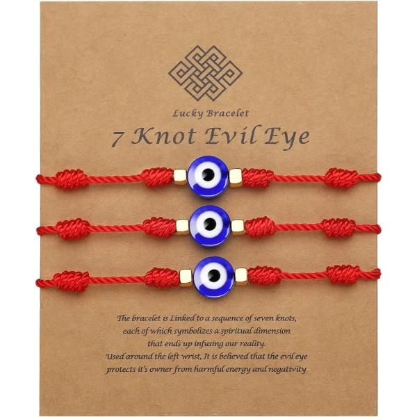 商品名COTATI イーブルアイ 7ノットストリング ラッキーアミュレットブレスレット 本革 マグネットロープネックレス レディース メンズ, 編組ロープ, 宝石なし。COTATI Evil Eye 7 Knot String Lucky ...