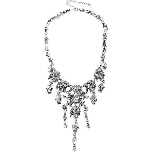 商品名EVKILKJS シルバー マルチレベル 海賊 スカル タッセル チャーム ネックレス カラー ビブホラーネックレス パンク ゴシック アンティークジュエリー レディース メンズ, 亜鉛, 宝石なしEVKILKJS Necklace ...