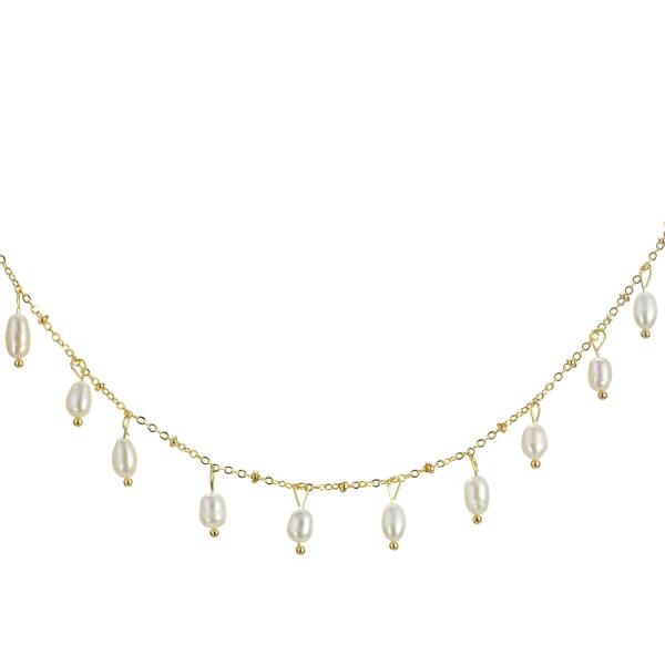 商品名ELEXIS Sweyer Dainty Tiny Simple Pearl Choker Necklace For Women Handmade Collar De Perlas Para Mujer Pearl Accessori...